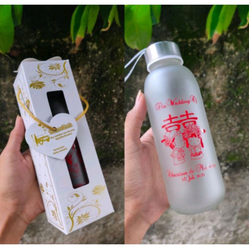 Jual Souvenir pernikahan botol minum Custom sablon nama + Kemas box ...