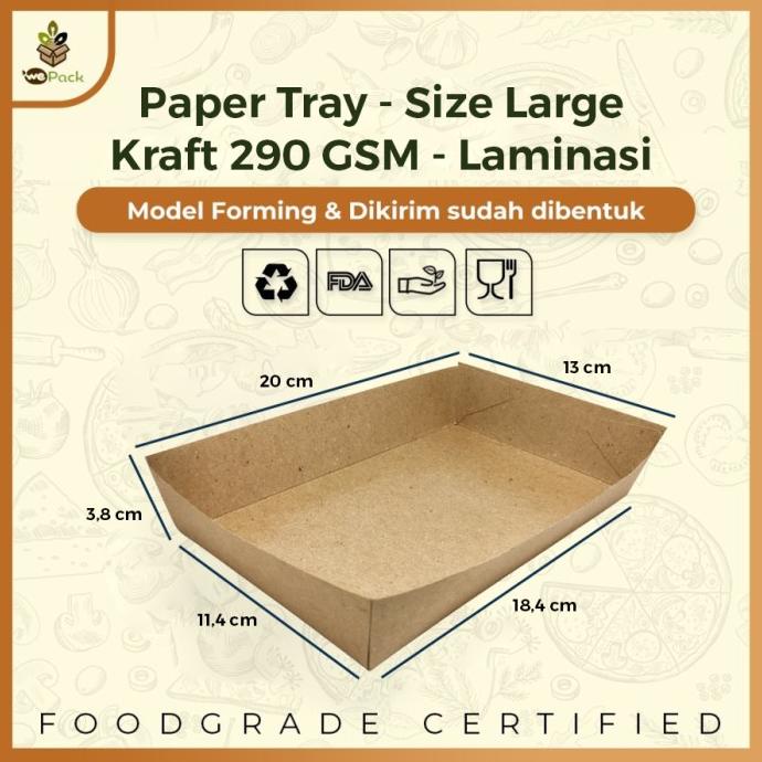 Jual FOOD TRAY PAPER TRAY OPEN TRAY NAMPAN KRAFT KERTAS size L Laminasi ...