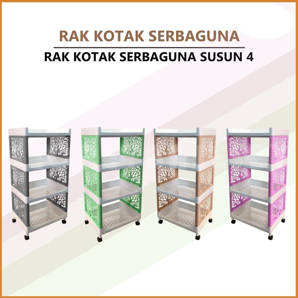 Jual OTS 985 - Rak Plastik Multifungsi 4 Susun dengan Roda Rak Portable ...