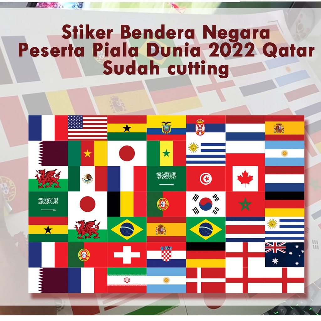 Jual Stiker Bendera Negara Peserta Piala Dunia 2022 Qatar Sudah cutting ...