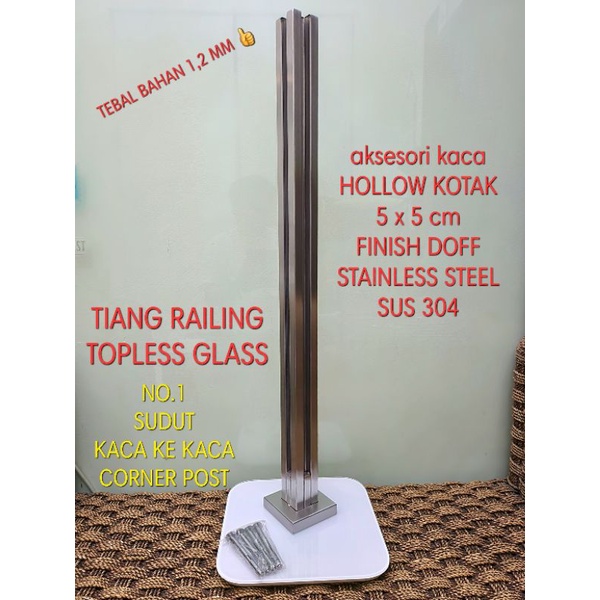 Jual TIANG RAILING KACA SUDUT NO.1 TOPLESS GLASS STAINLESS STEEL 304 ...