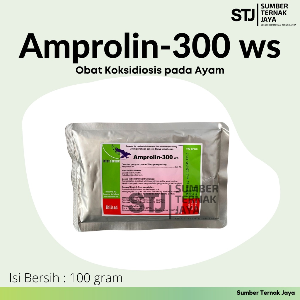 Jual Amprolin-300 WS Kemasan 100 gram Obat Koksidiosis Hewan Ternak ...