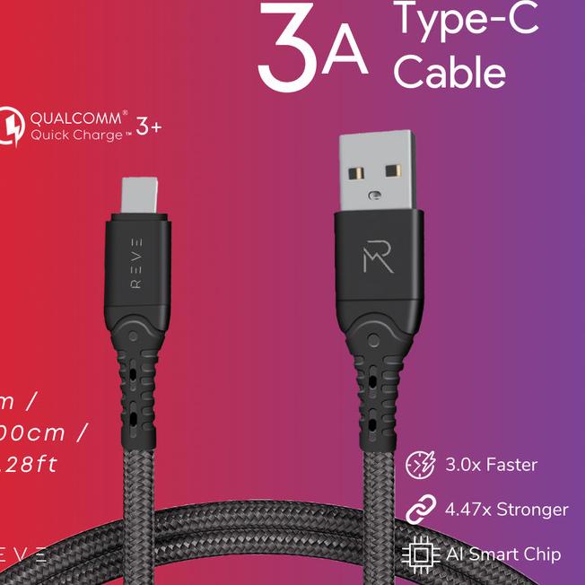 Jual Reve Kabel Data Type-C 3 Ampere Fast Charging, Nylon Braided ...