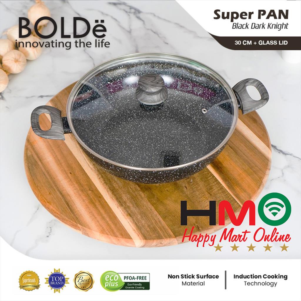 Jual Wajan Bolde Super Pan 2 Ear Wok 30CM+ Lid Black Dark Knight Wok ...