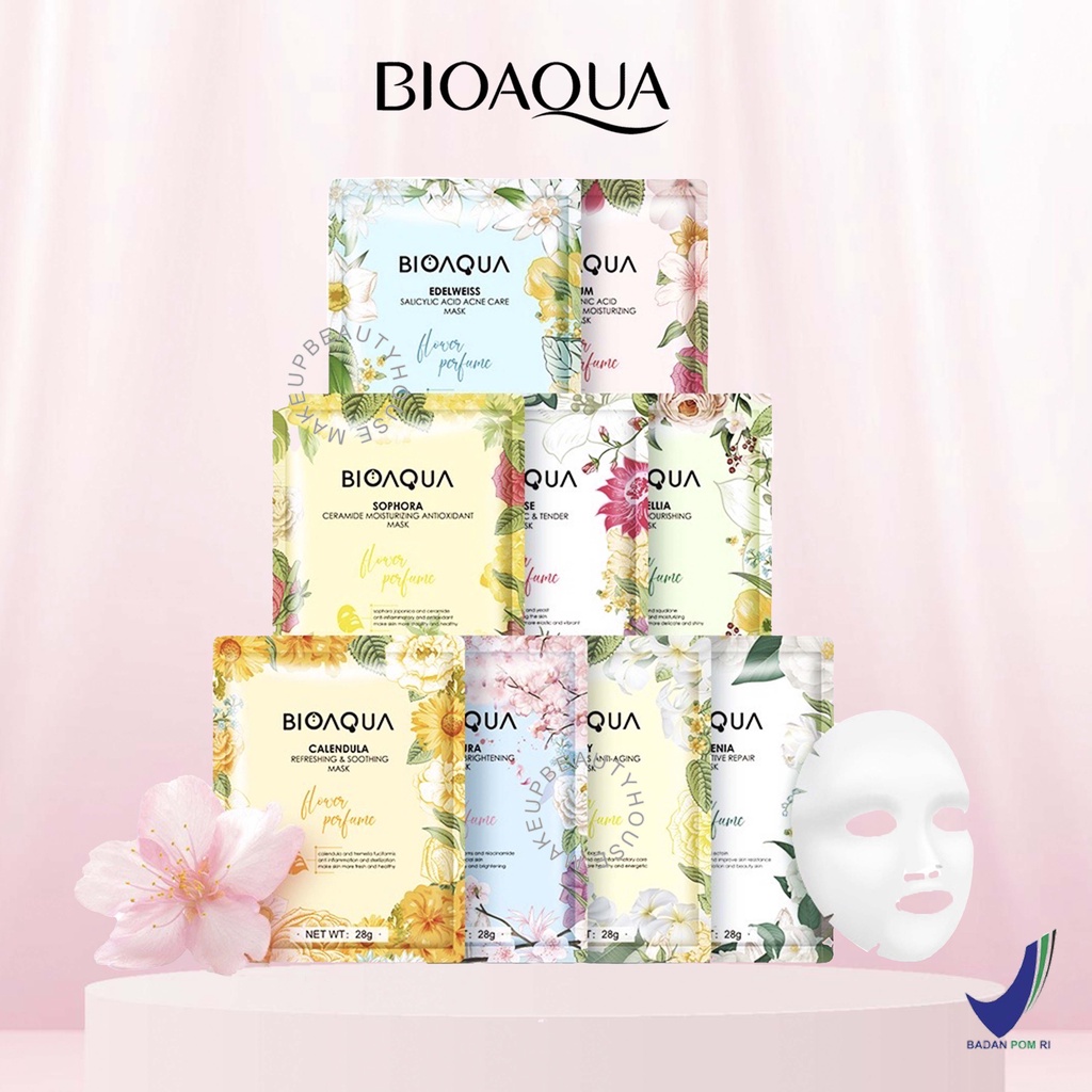 Jual BIOAQUA Sheet Mask Masker Wajah Flowers Series 28g - Bio Aqua ...
