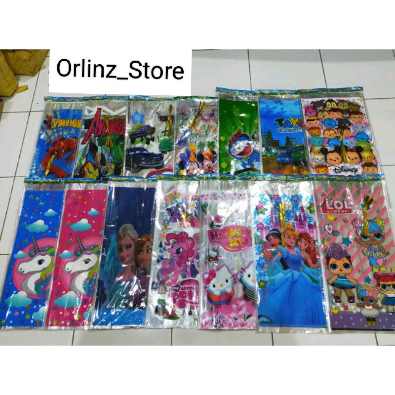 Jual (isi 10pcs) plastik opp snack karakter UK 20x40 / plastik souvenir ...