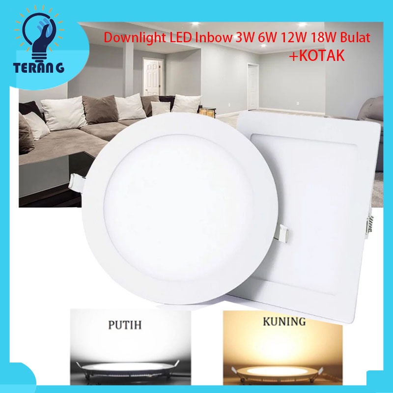 Jual Lampu Downlight LED Panel Tipis Bulat Inbow 3W 6W 9W 12W 18W PUTIH ...