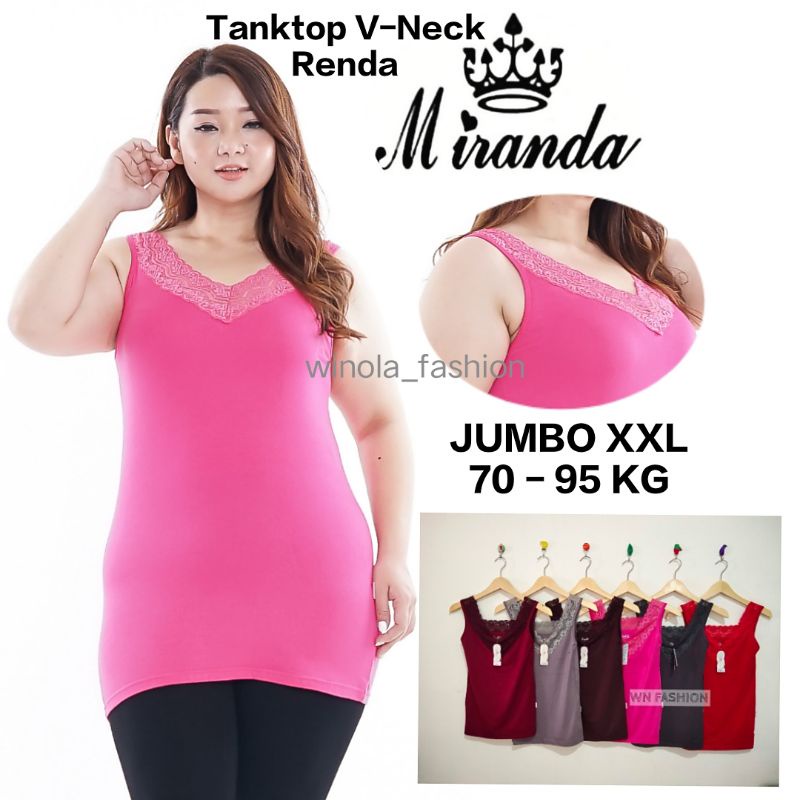 Jual Tanktop Miranda JUMBO XXL / Tank Top Wanita Renda V Neck Bahan Rayon Adem - 7369 | Shopee ...
