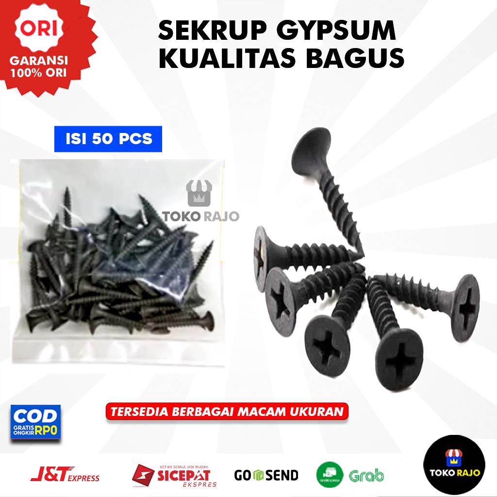 Jual Sekrup Gipsum Screw Gypsum Tajam Kuat Isi 50 pcs murah | Shopee Indonesia