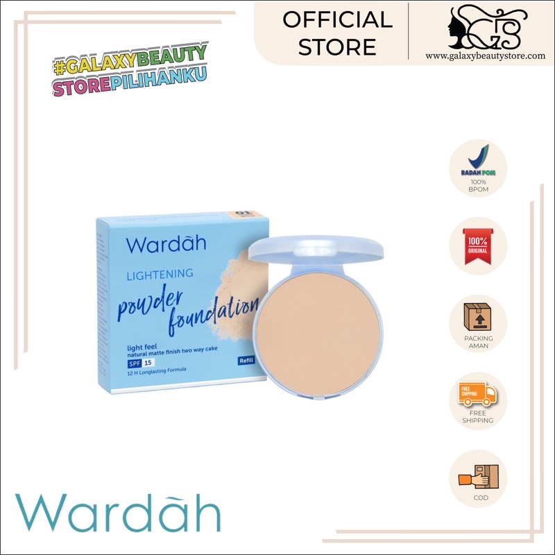 Jual WARDAH REFILL LIGHTENING POWDER FOUNDATION LIGHT FEEL / FOUNDATION ...