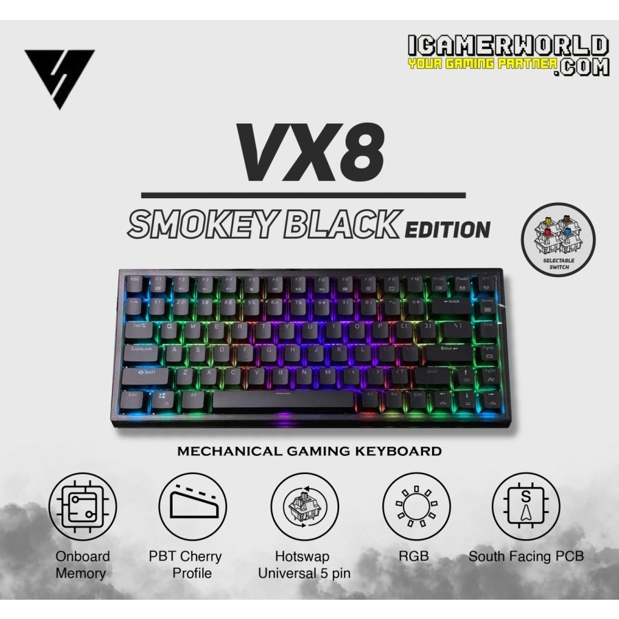 Jual Vortex Series VX8 Smokey RGB Hotswap Mechanical Gaming Keyboard ...