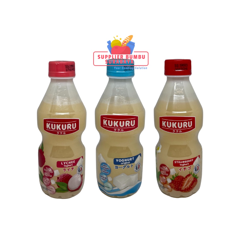 Jual Kukuru Yoghurt With Nata De Coco Yogurt Strawberry Lychee 280ml | Shopee Indonesia