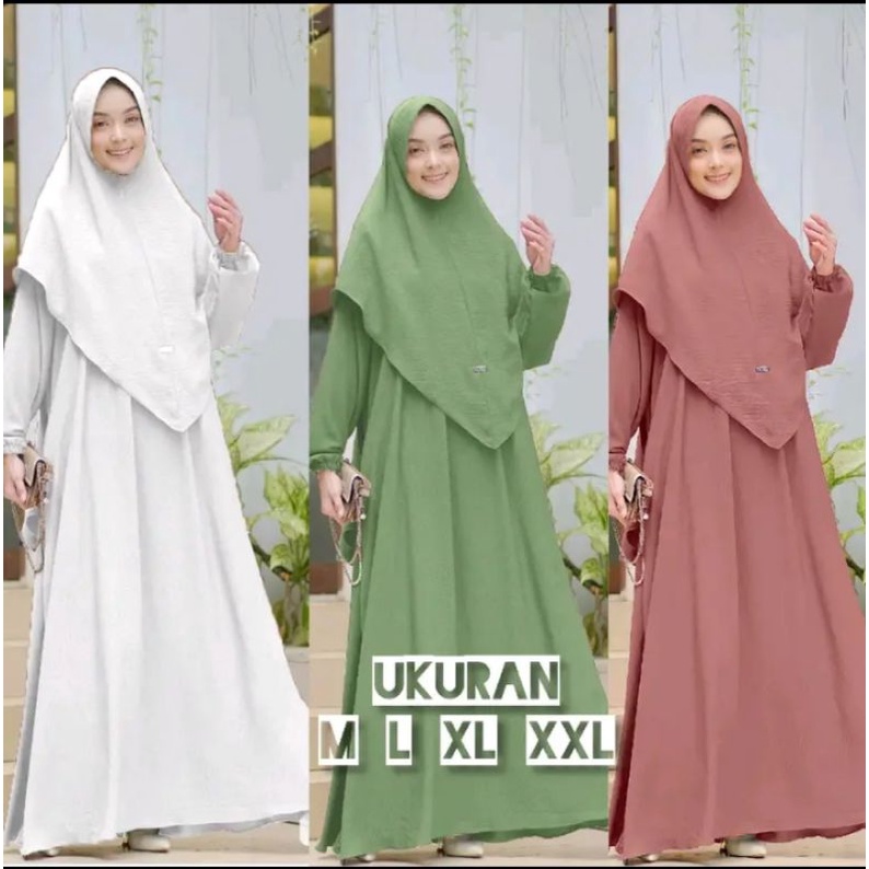 Jual ( HARGA GROSIR )PROMO TERBARU GAMIS PREMIUM AMARA SYARI SET JILBAB KRINGKLE UKURAN M L XL ...