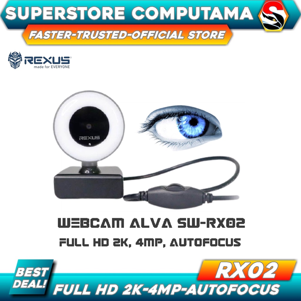 Jual Rexus ALVA SW-RX02 FULL HD 2K, 4MP, Autofocus, Ring Ligth LED Webcam | Shopee Indonesia
