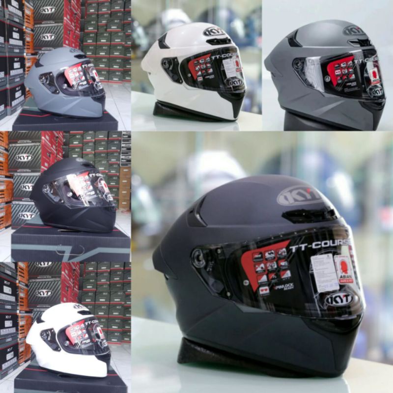 Jual Helm KYT TT COURSE solid black doff white modern grey doff ...