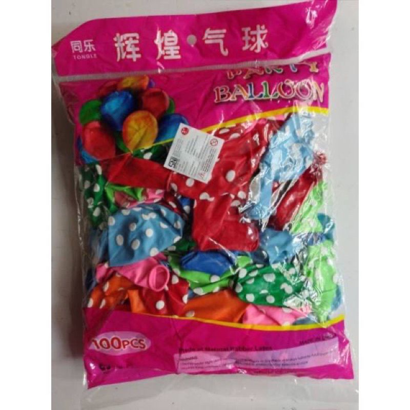 Jual Balon polkadot/Balon ulang tahun 12 inch 100 pcs MURAH | Shopee ...
