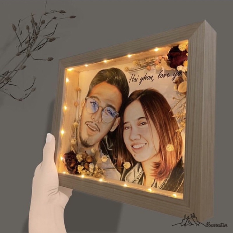 Jual Sketsa Manual Frame 3D + lampu Couple Photo | Shopee Indonesia