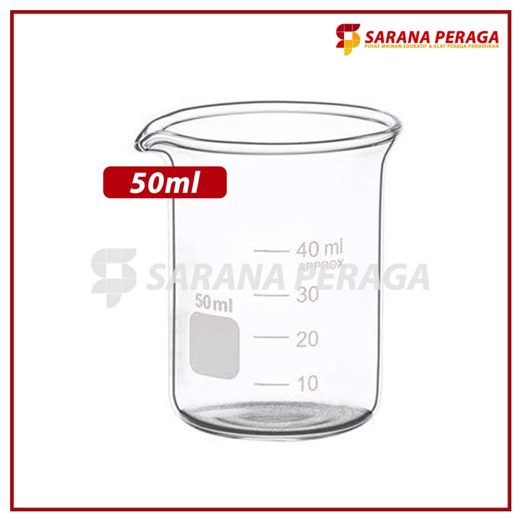 Jual SaranaPeraga - Beaker Glass / Gelas Kimia 50 ML Kaca - Alat Peraga ...