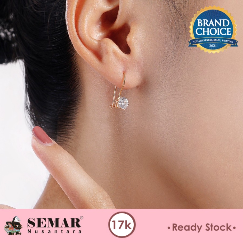 Jual Anting Emas Desi Solitaire Gold 17K Semar Nusantara | Shopee Indonesia