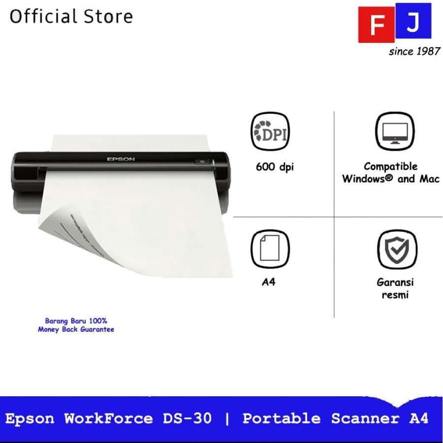 Jual Epson WorkForce DS-30 Portable Document & Image Scanner GARANSI ...