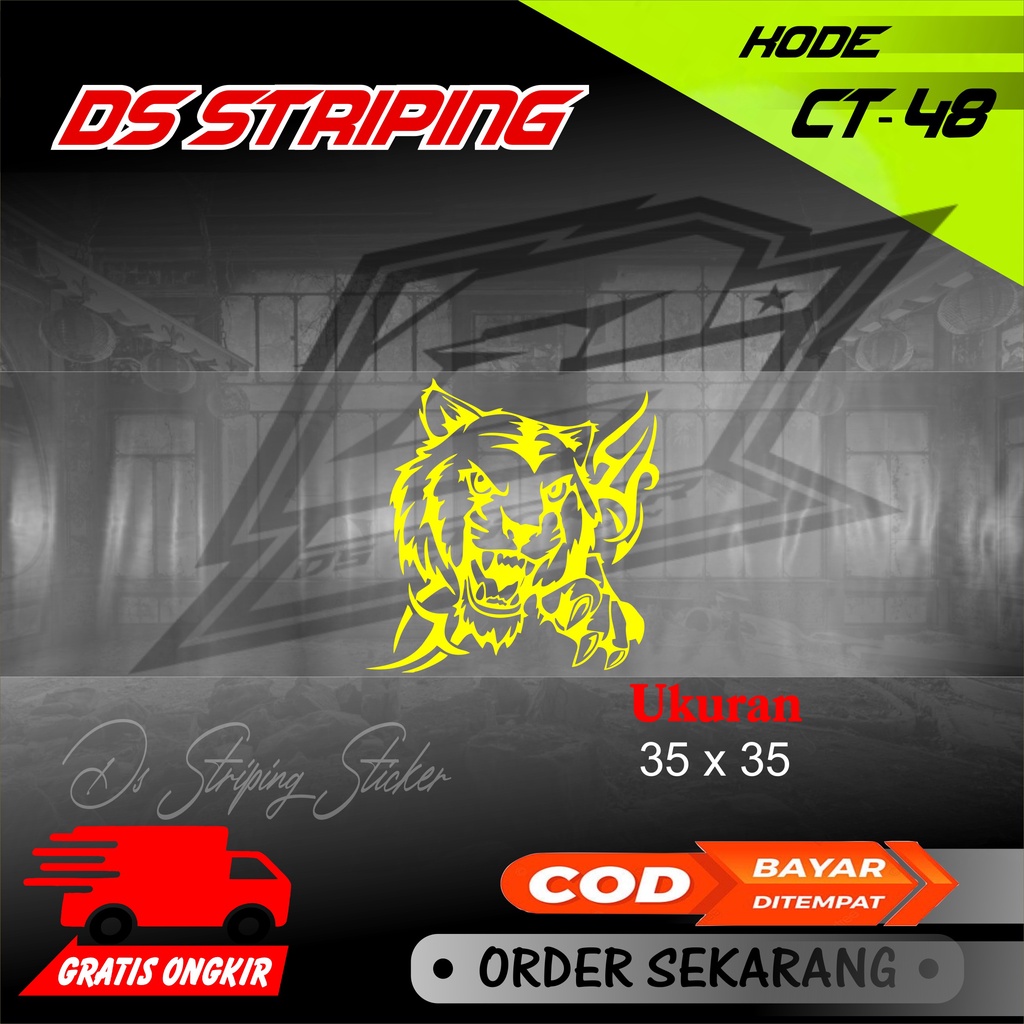 Jual ct-48 Stiker Cutting Kepala Macan A Variasi Motor Mobil Sticker ...