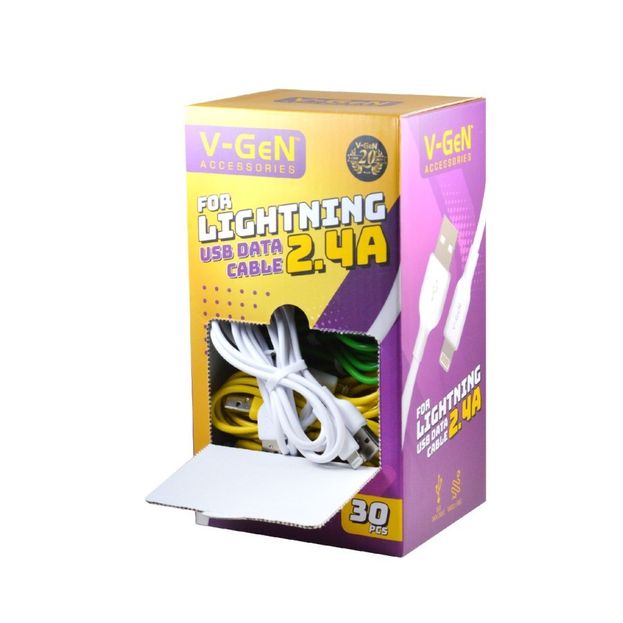 Jual Kabel Data Lightning V-GeN VCB-28 2A 1 Box isi 30pcs | Shopee ...