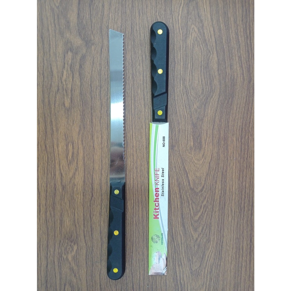 Jual Pisau Roti Gerigi Gagang Hitam Stainless Steel | Shopee Indonesia