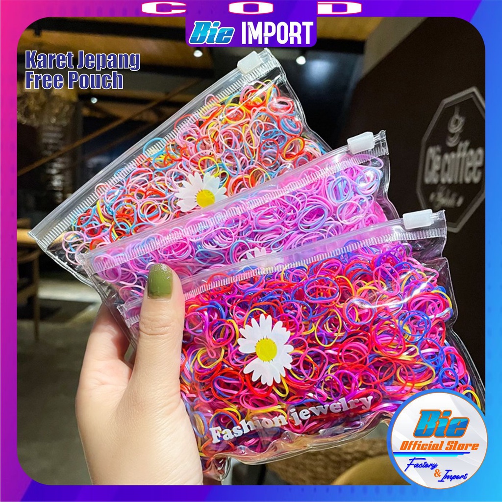 Jual 2000 Pcs Ikat Rambut Karet Jepang Premium Free Pouch Size Besar ...