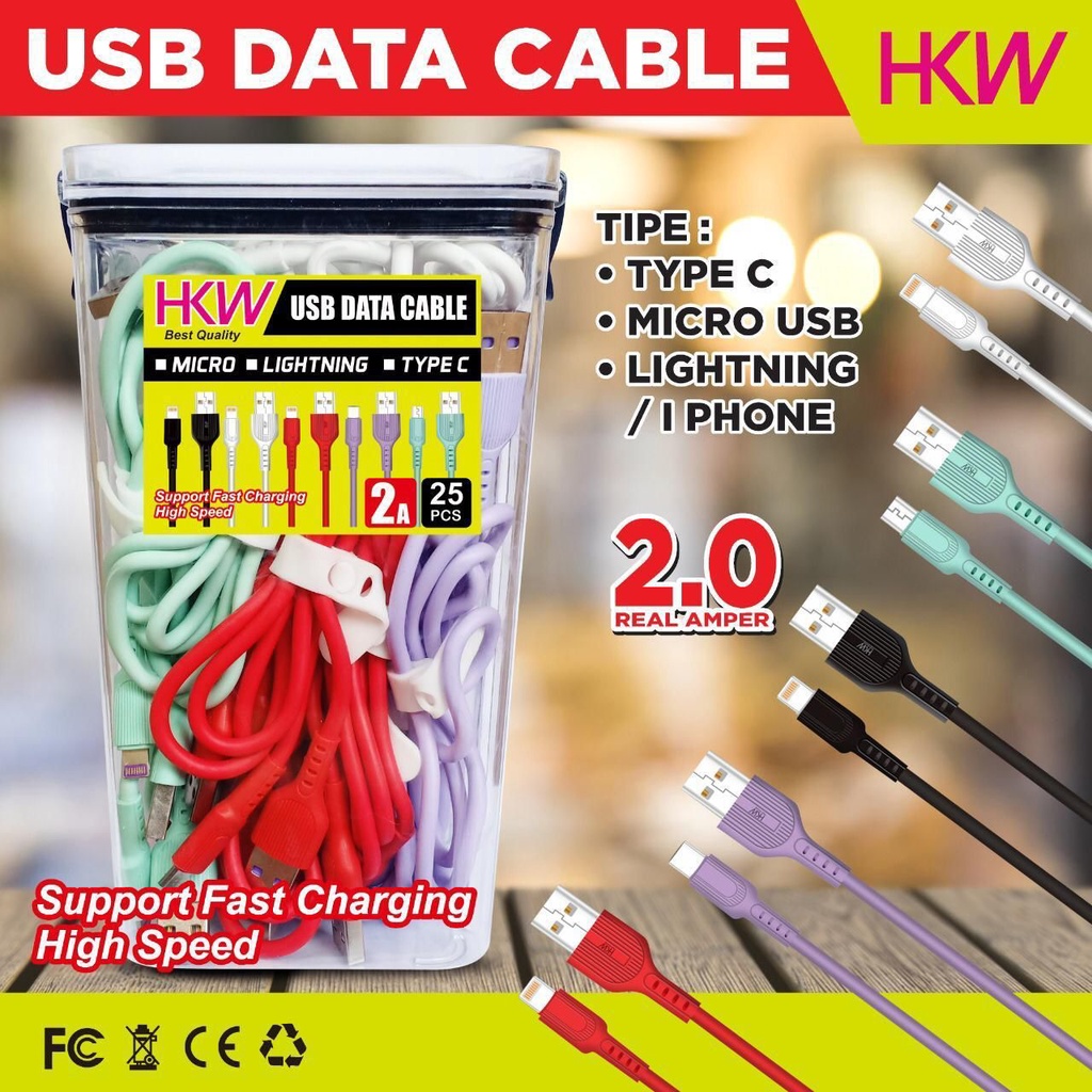Jual KABEL MACARON HKW 2A SUPPORT FAST CHARGING HARGA PER PCS MICRO ...