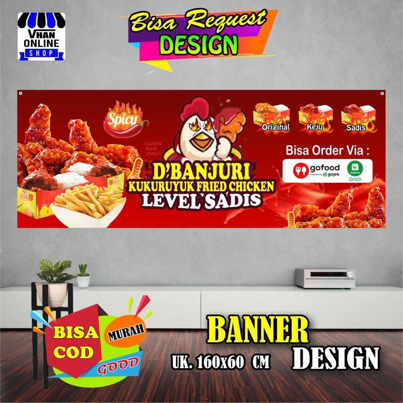 Jual Spanduk Banner Chicken Spicy, Ayam Crispy, Keren Bagus | Shopee ...