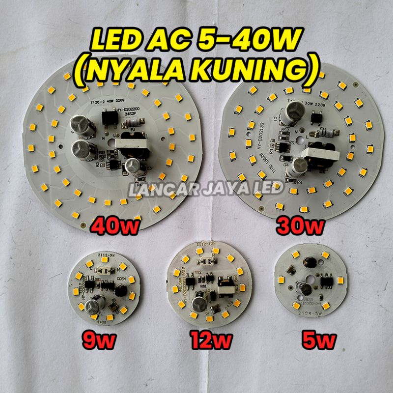 Jual PCB LED AC Nyala Kuning watt lengkap 5 9 12 30 40------ Lancar ...