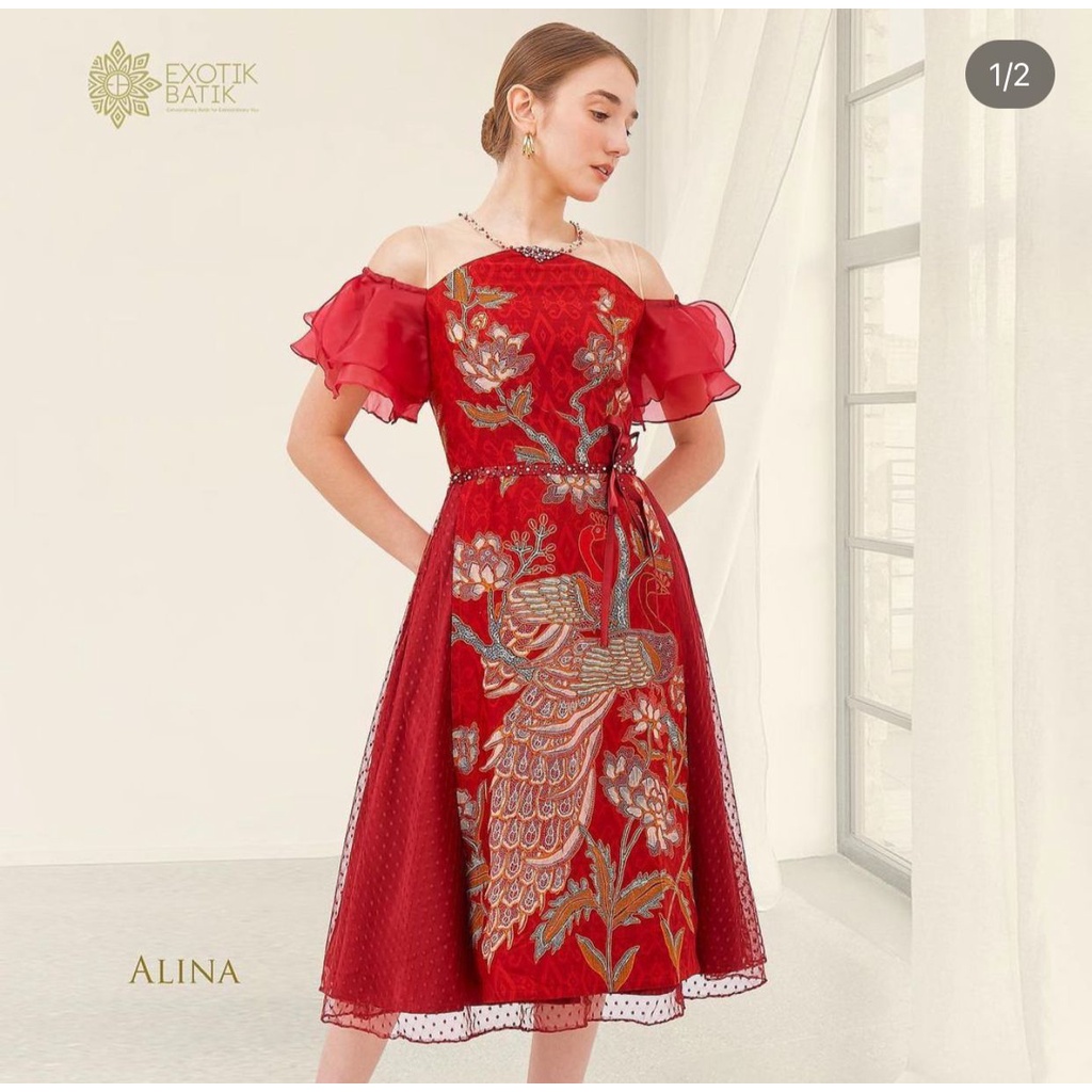 Jual Alina Dress dan Kemeja Batik Couple Set (Batik modern / batik ...