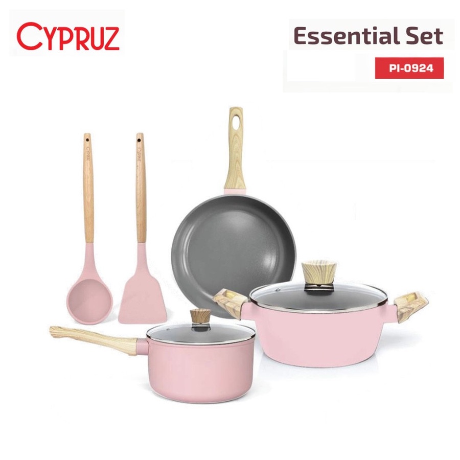 Jual CYPRUZ PI-0924 Essential Set Panci Set Pink Ceramic 7 pcs Gift Box ...