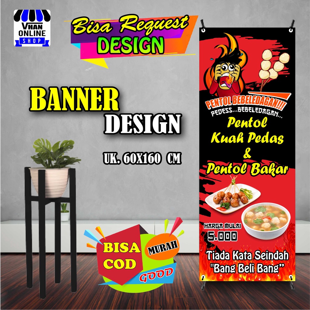 Jual Spanduk Banner MMT Jualan Pentol, Bakso, Makanan Viral Keren Bagus ...