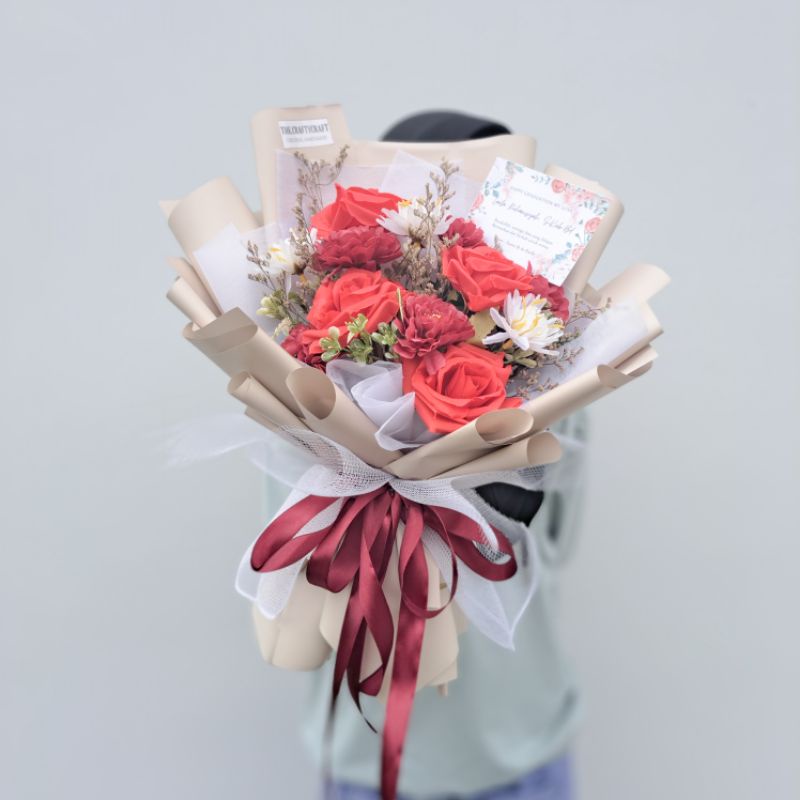 Jual Buket Bunga Mawar Merah besar mewah elegan cantik premium | Shopee ...