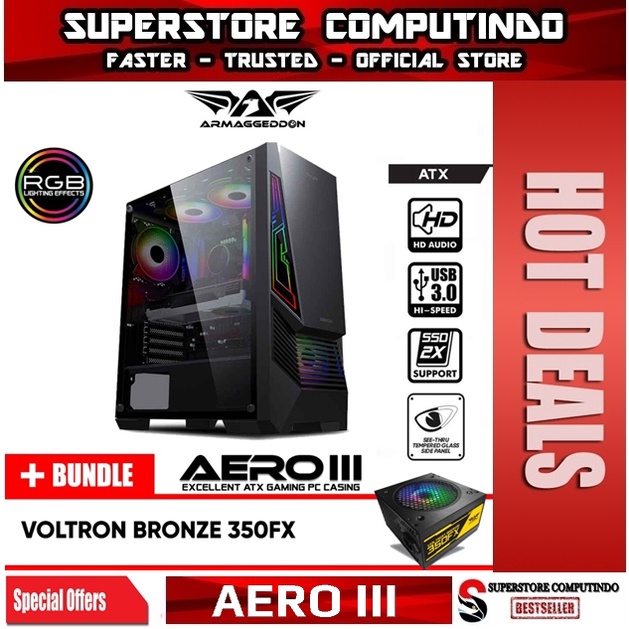 Jual Armaggeddon AERO III ATX Gaming PC Case with Tempered Glass Side ...