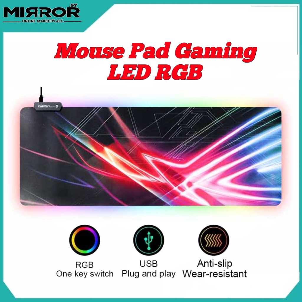 Jual Mouse Pad Gaming XL LED RGB Logo Asus ROG USB Cable 800x300mm ...