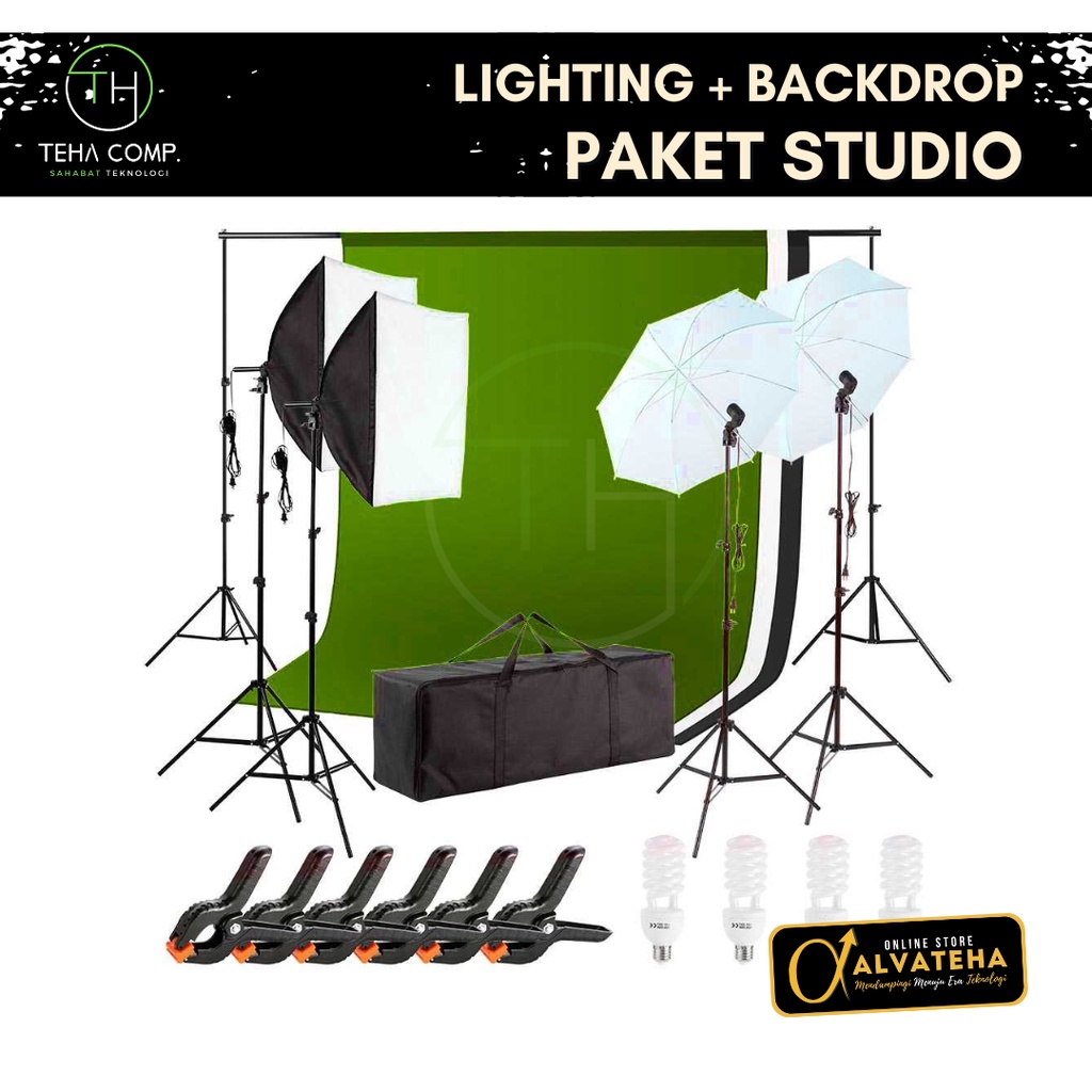 Jual Paket Studio Lighting Kit Tripod Backdrop Clamp Lampu Payung ...
