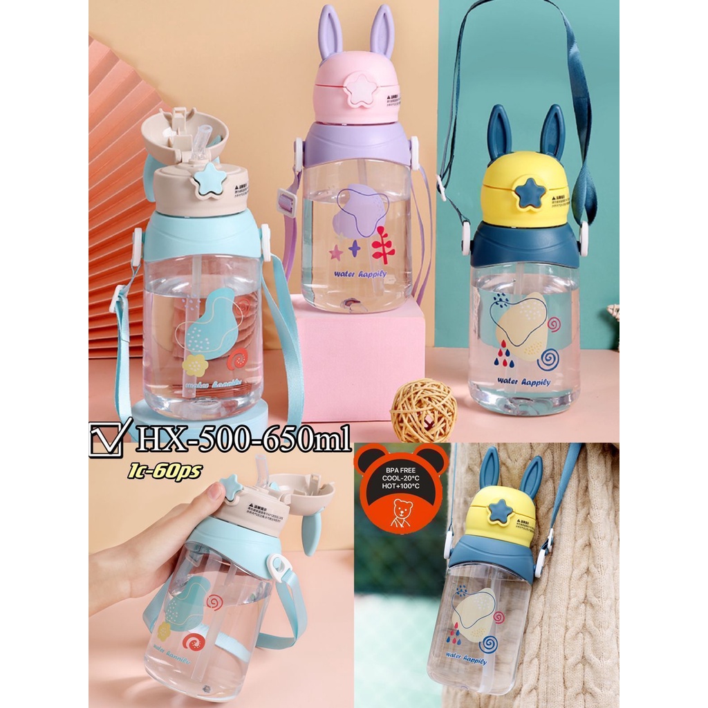 Jual Botol Minum Anak / Botol Minum Sedotan Tali / Botol karakter lucu / Botol Rabbit / Souvenir ...