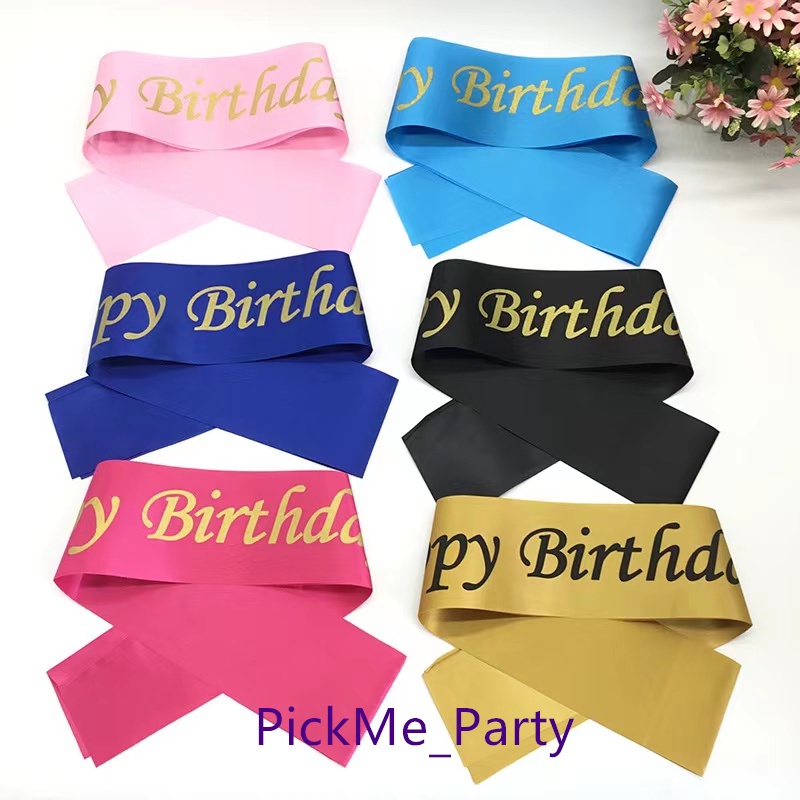 Jual Selempang sash happy birthday / hbd biru hitam pink fanta blue ...