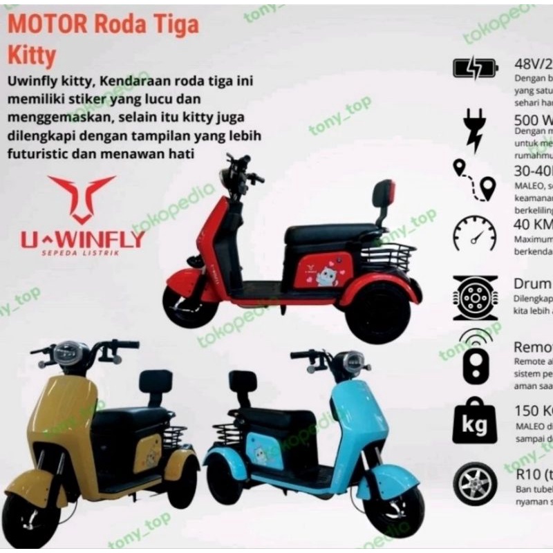 Jual Sepeda Listrik Ebike Uwinfly U Winfly Kitty Roda Tiga R3 Roda3 OR ...