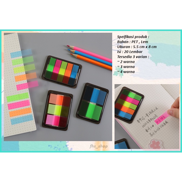 Jual Sticky Notes Transparan Warna Dengan Box Sticky Note Stick Marker ...