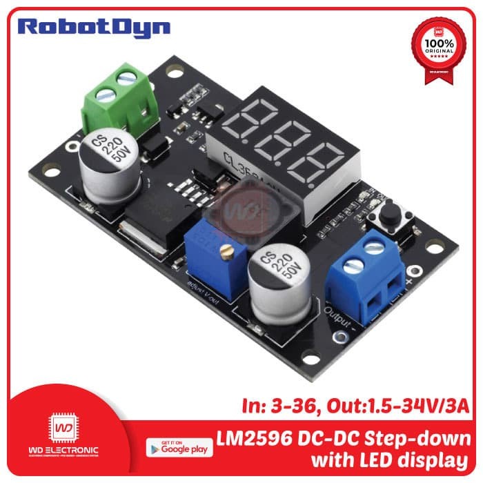 Jual RobotDyn LM2596 DC to DC Step down 3A with LED Display SAS27 | Shopee Indonesia