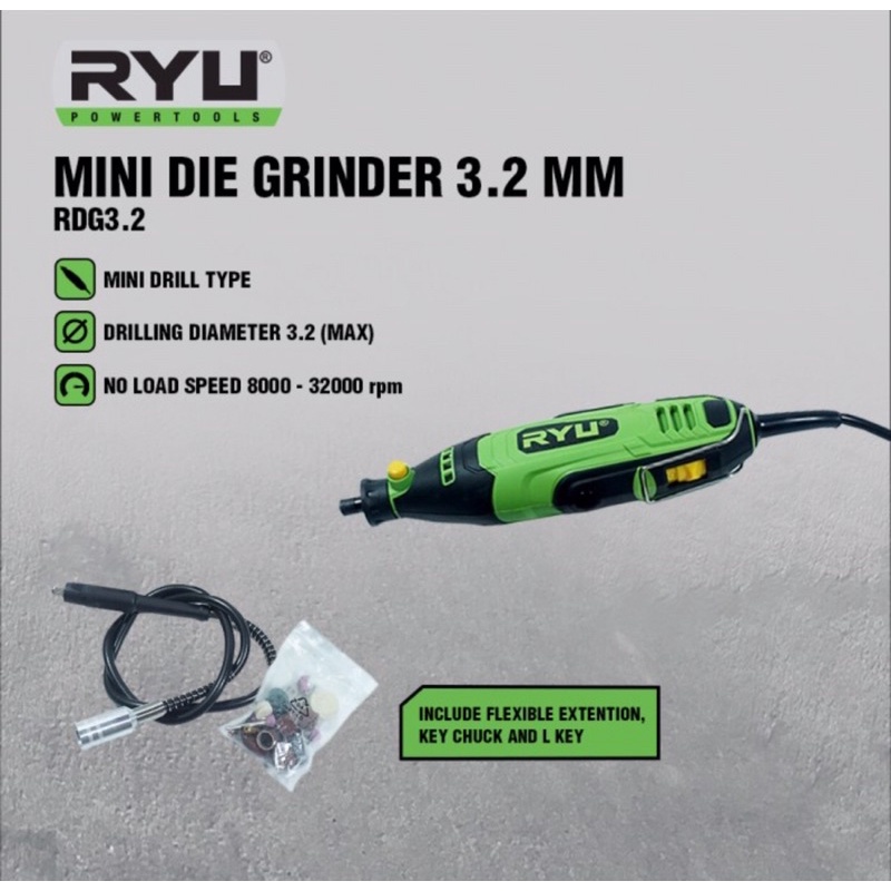 Jual RYU RDG 3.2 Mini die grinder set tuner gerinda bor mini RYU RDG3.2 ...