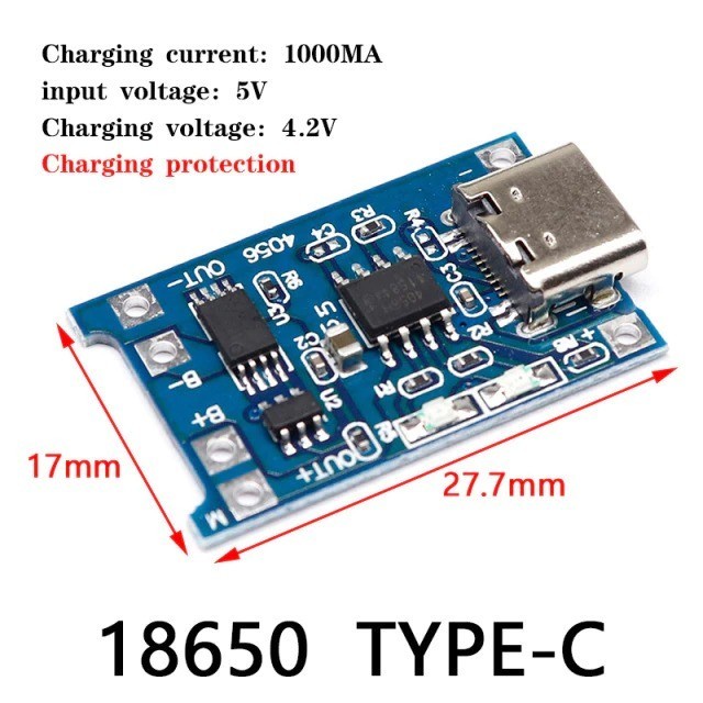 Jual CHARGER 1S TP4056 1A 5V LITHIUM LIPO 18650 BATTERY CHARGING USB ...