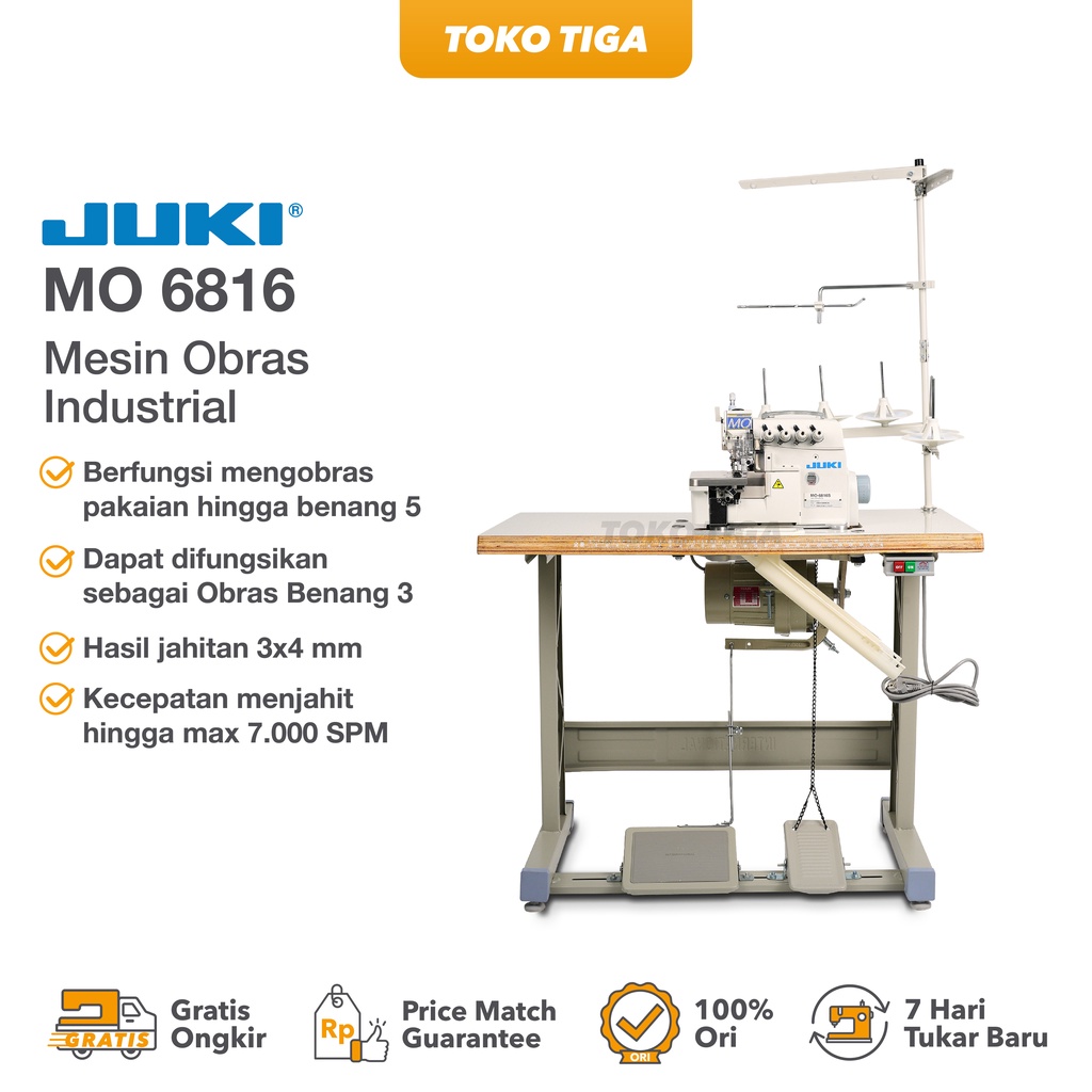 Jual Mesin Obras Jahit 5 Benang JUKI MO 6816 S / MO6816S-5-DE4-30H (Industrial) | Shopee Indonesia