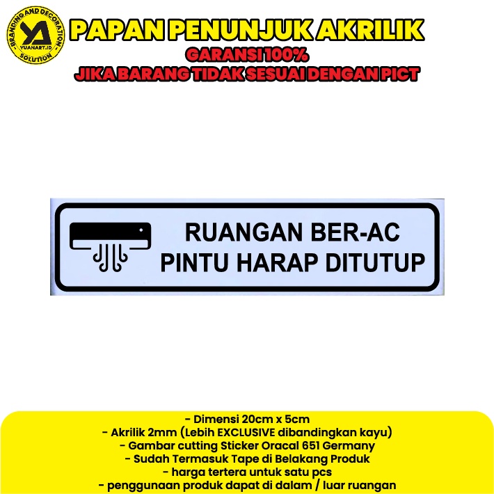 Jual papan label nama akrilik acrylic ruangan ber-ac sticker stiker ...