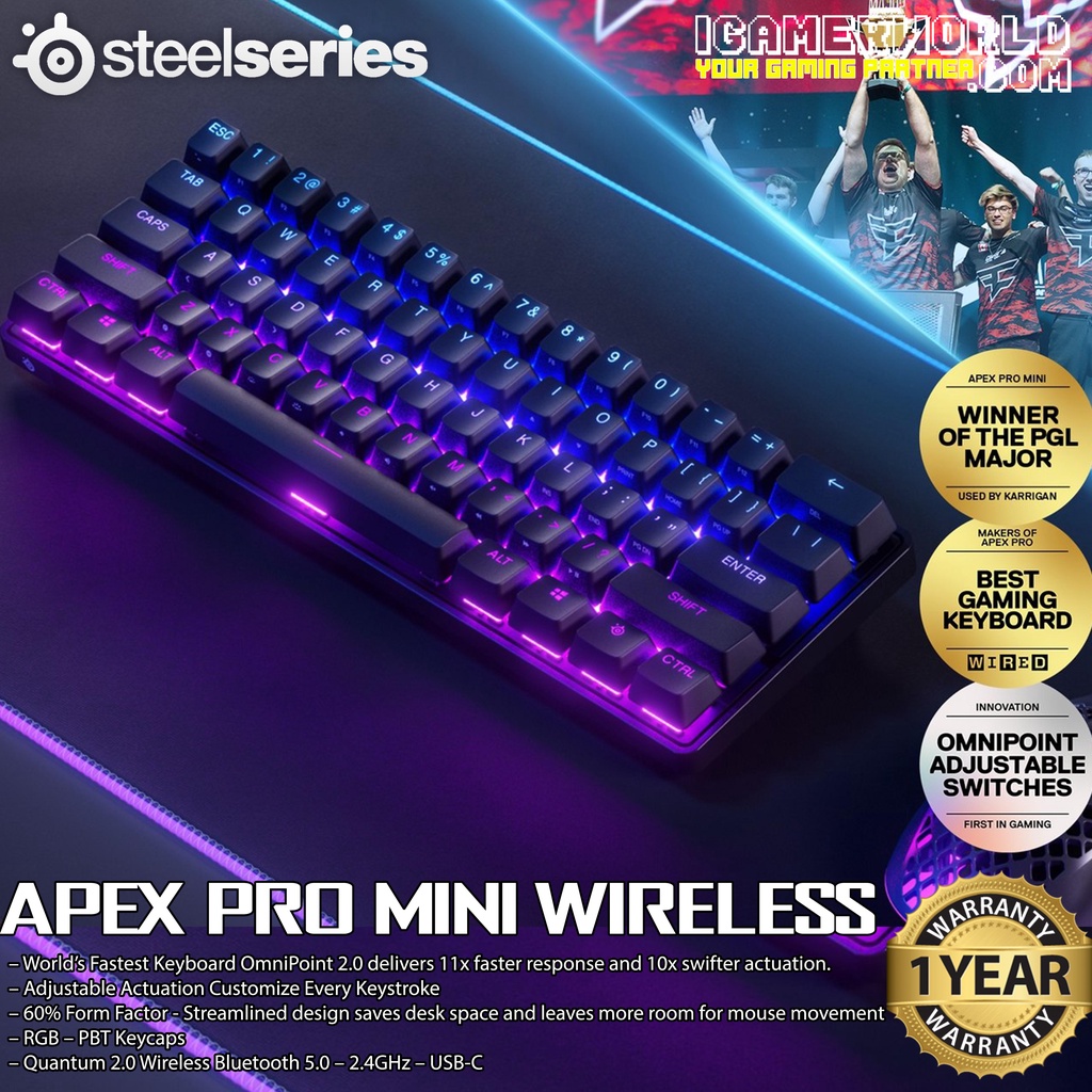 Jual Steelseries Apex Pro Mini 60% Wireless RGB Mechanical Gaming ...