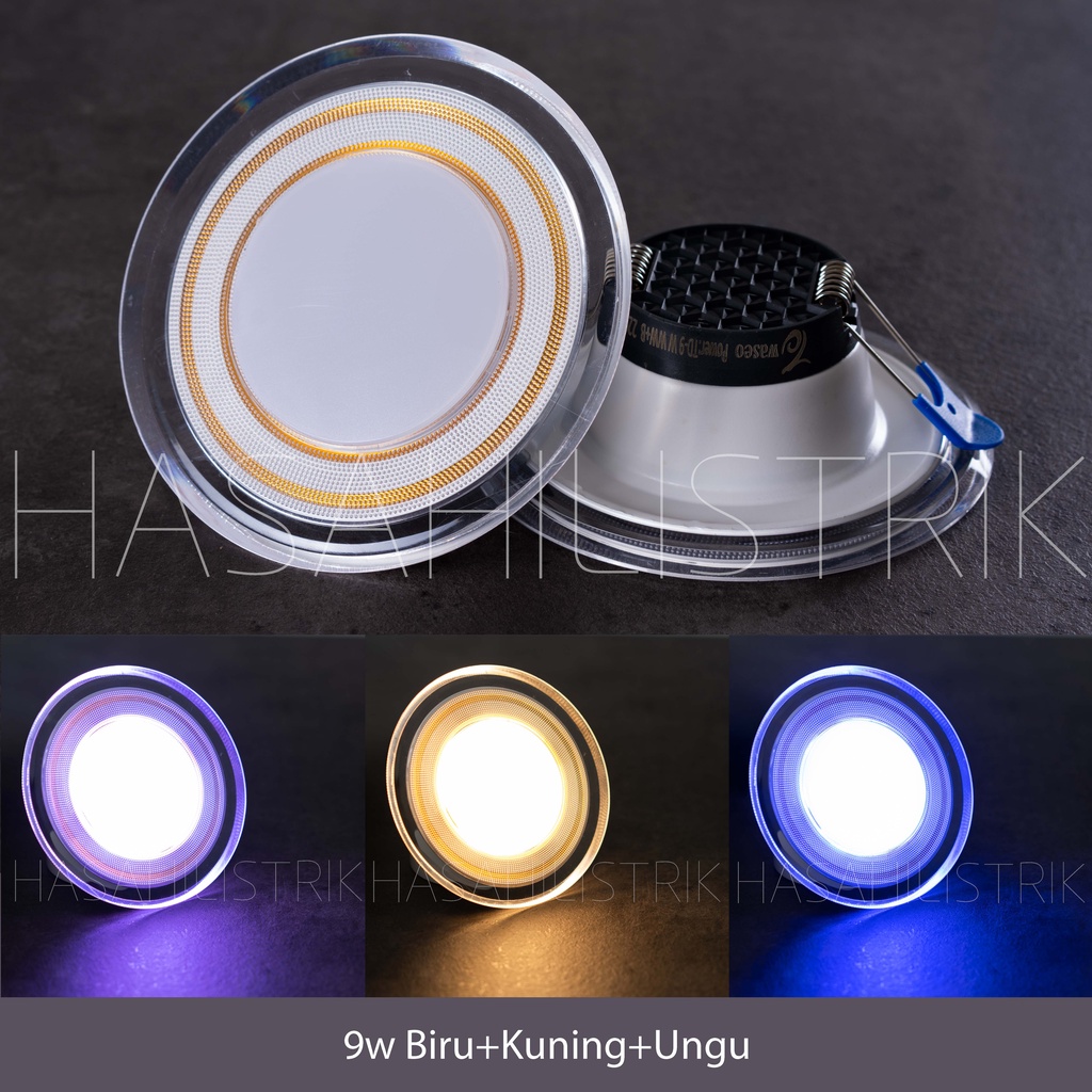 Jual LAMPU DOWNLIGHT LED 3 WARNA 9WATT/ KUNING+ BIRU+ UNGU /PANEL LED ...