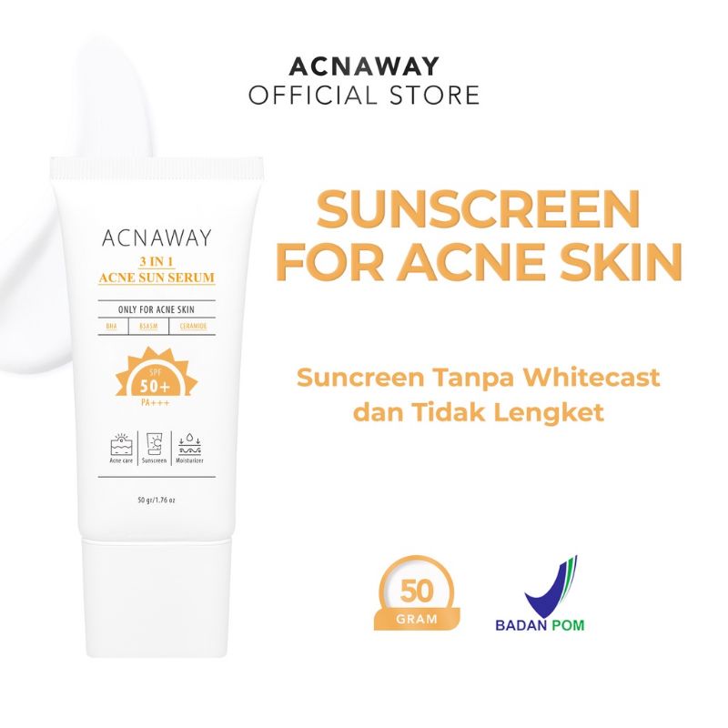 Jual (BPOM) Acnaway 3in1 Acne Sun Serum - Sunscreen SPF 50 PA+++ with ...